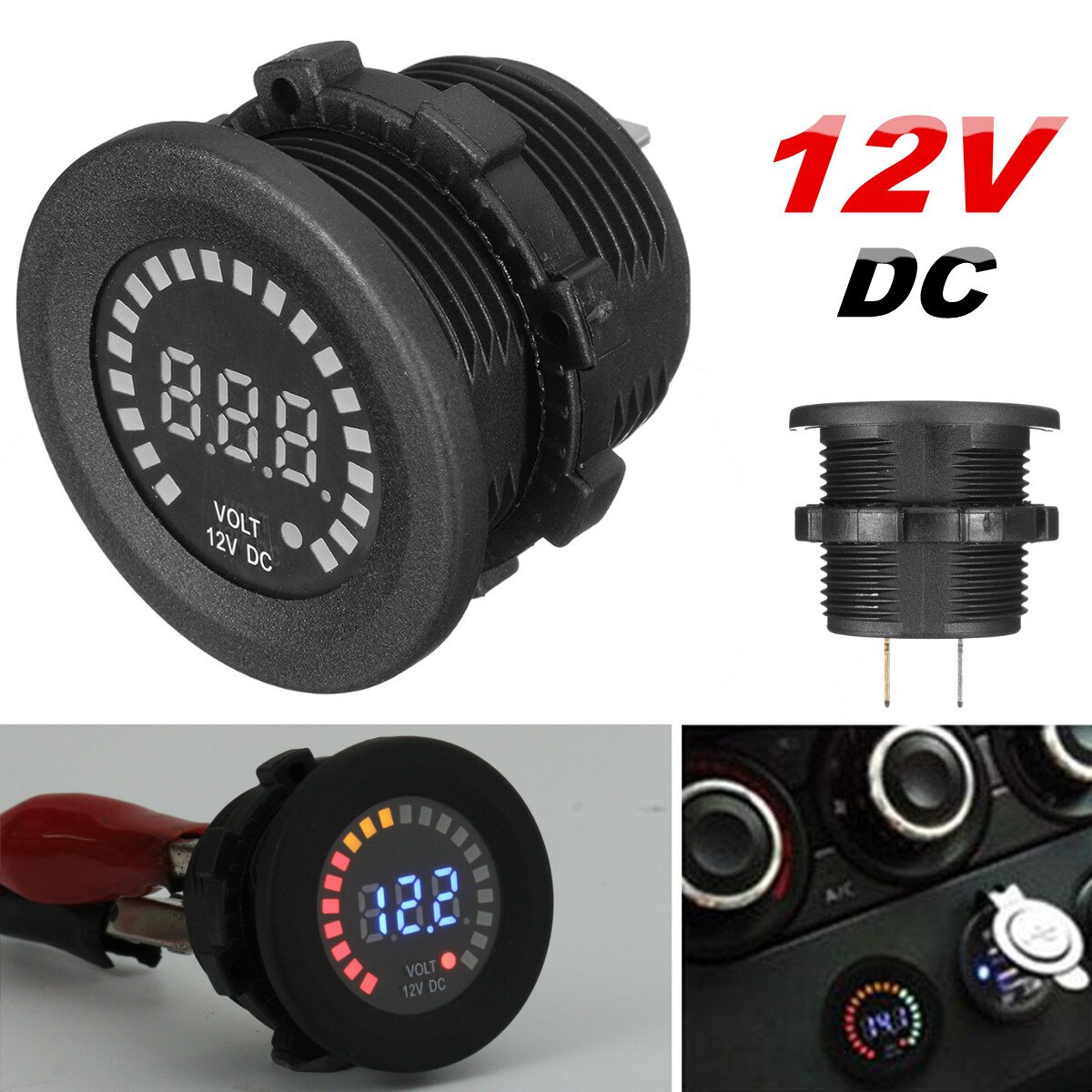 12V Car Motorcycle LED Voltmeter Voltage Meter Dig... – Grandado