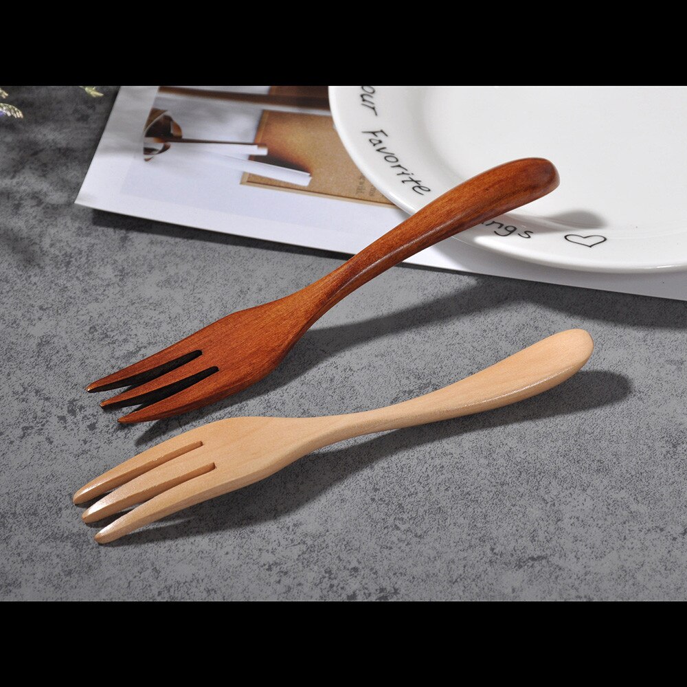 Natural Wooden Forks Three Teeth 15cm Fork With Wi... – Grandado