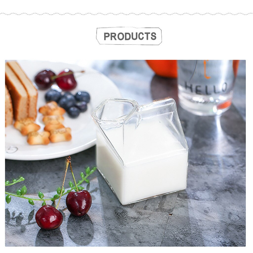 10.5x7x7cm square glass milk carton cup milk conta... – Grandado
