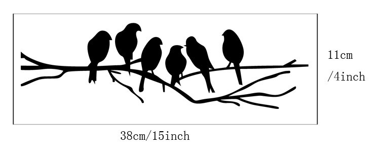 Zwarte Vogels Op De Boom Tak Muursticker Voor Woon... – Vicedeal