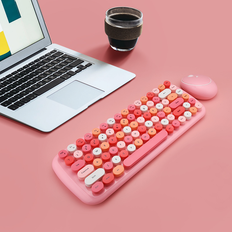 Cute Wireless Keyboard Set Mixed Candy Color Round... – Grandado