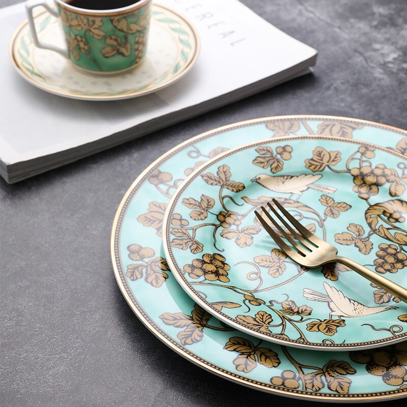 European Bone China Plate Set Steak Plate Salad Di... – Grandado