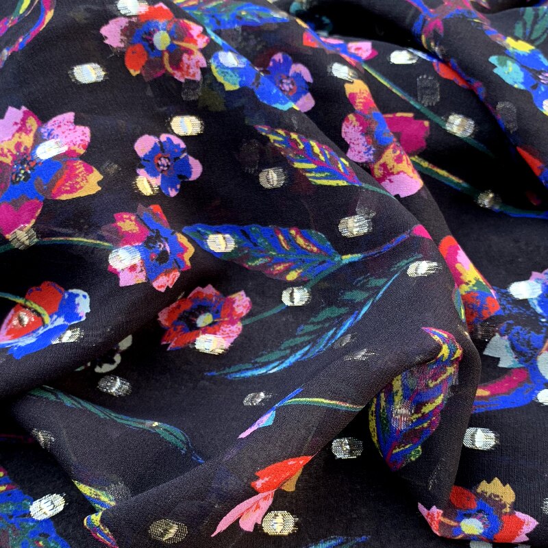 Width 44" Simple Silk Georgette Fabric By The Half... – Grandado