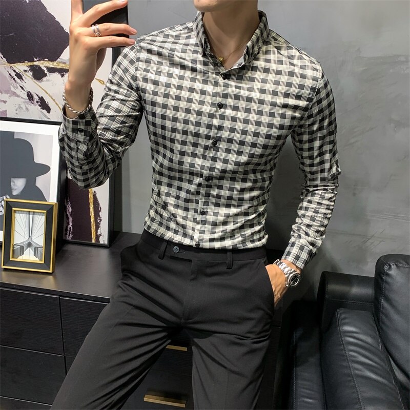 Herfst Plaid Shirt Mannen Kleding Mode Lange Mouw ... – Vicedeal