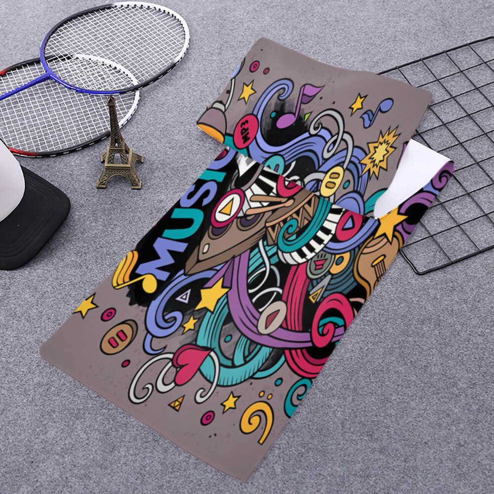 Graffiti Muziek Kleurrijke Rock En Roll Badhanddoe... – Vicedeal