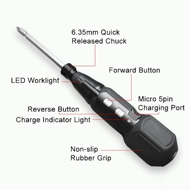 67JB 3.6V Electric Screwdriver USB Rechargeable Wo... – Grandado