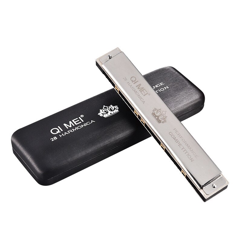 Silver Harmonica 28 Holes C Key Mouth Organ Blues ... – Grandado