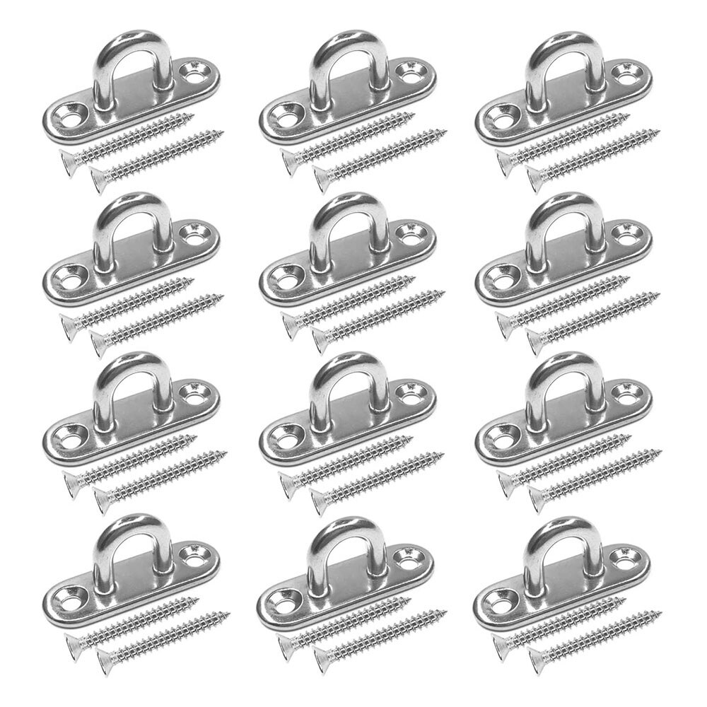 12 Pcs Stainless Steel Hook and Loop M5 Pad Eye Pl... – Grandado