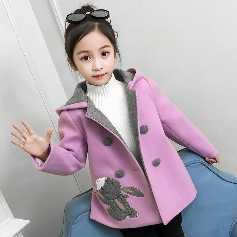 Girls Woolen Coat Autumn and Winter Clothing Girls... – Vicedeal