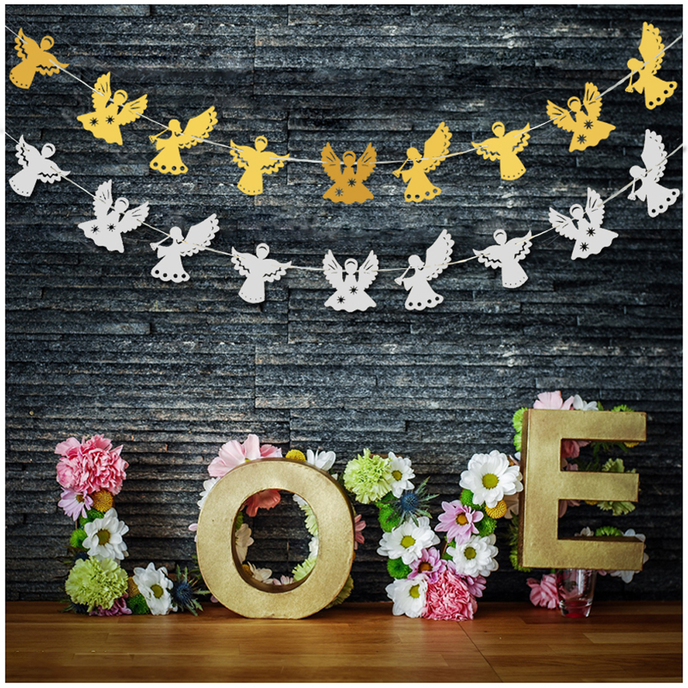 9pcs./set DIY Lovely Golden Paper Angel Banner Ang... – Grandado
