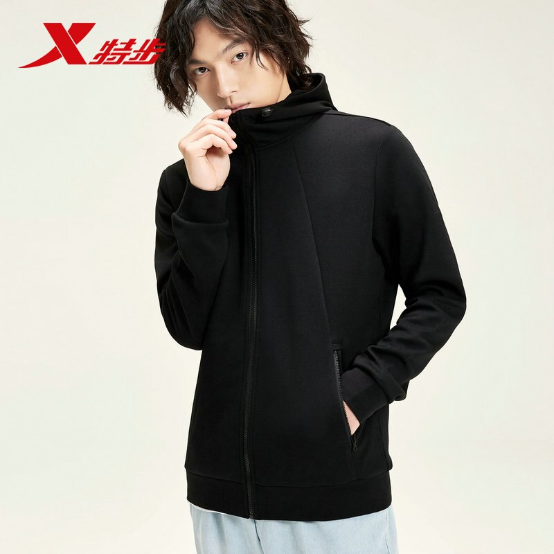 Xtep Men Sports Jacket Autumn Hooded Zipper Casual... – Grandado