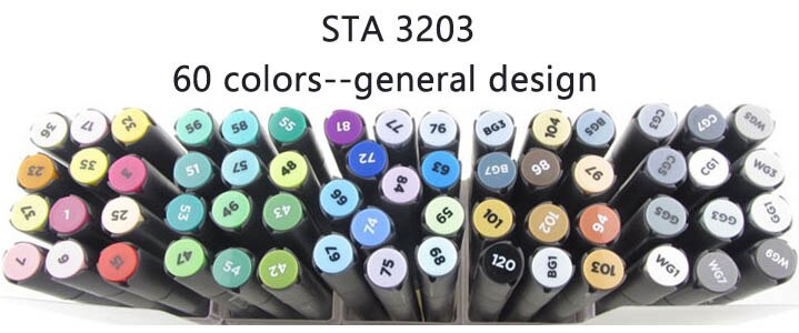 Sta 60 Kleuren Dual Tip Art Markers Permanente Alc... – Grandado