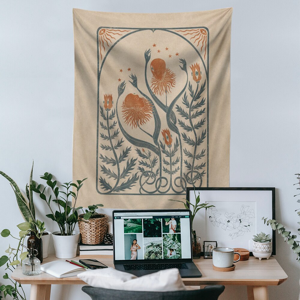 Abstract Flower Tapestry Botanical Celestial Flora... – Vicedeal