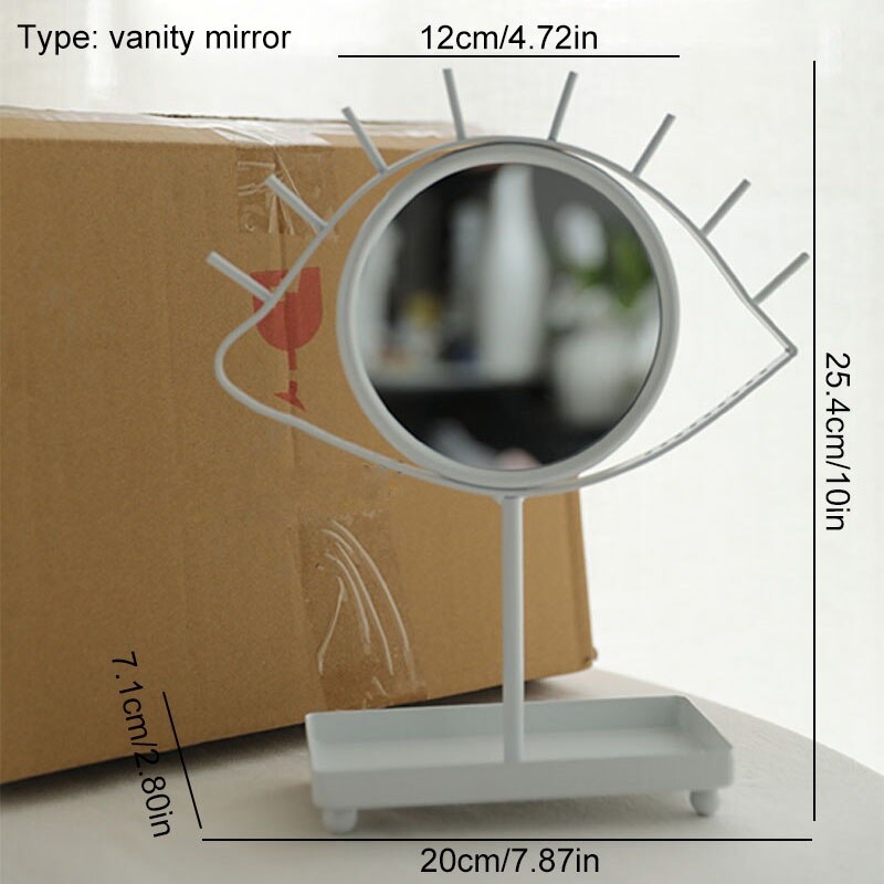 Nordic simple big eyes wrought iron makeup mirror ... – Grandado