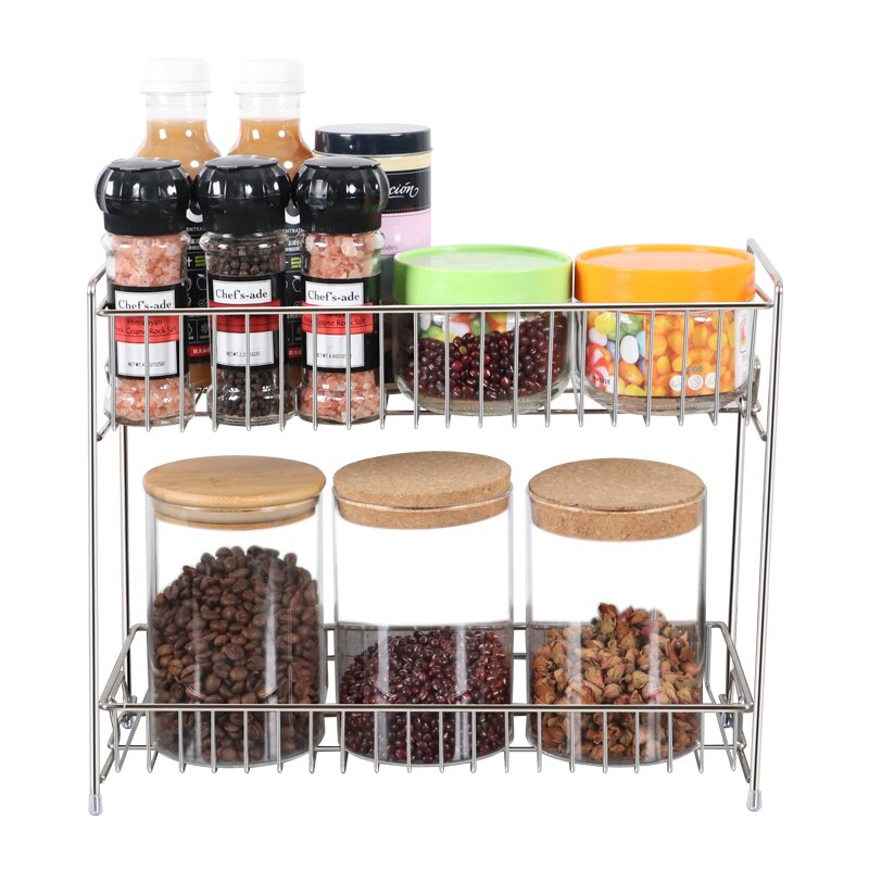 2Tiers Kitchen Spice Jar Rack 304 stainless steel ... – Grandado
