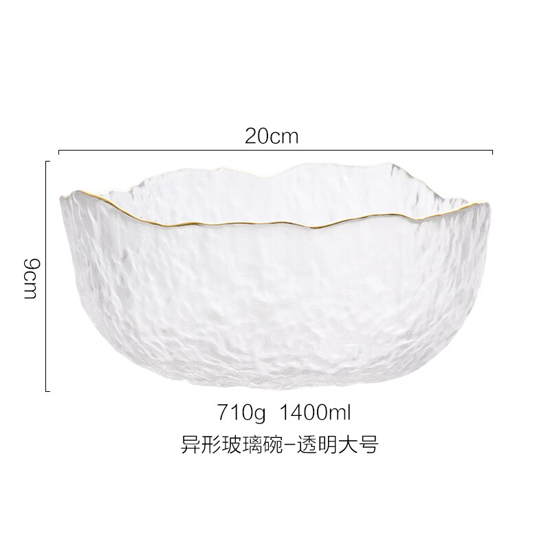 Japanese Style Iceberg Glass Bowl with Glod Rim Tr... – Grandado