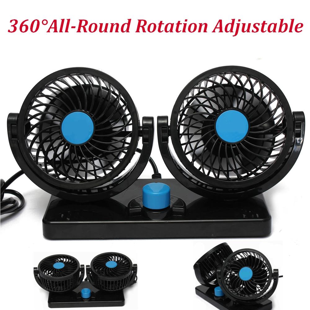 12V 360 Grad Rotation Dual Kopf Mini Auto Lüfter 2... – Vicedeal