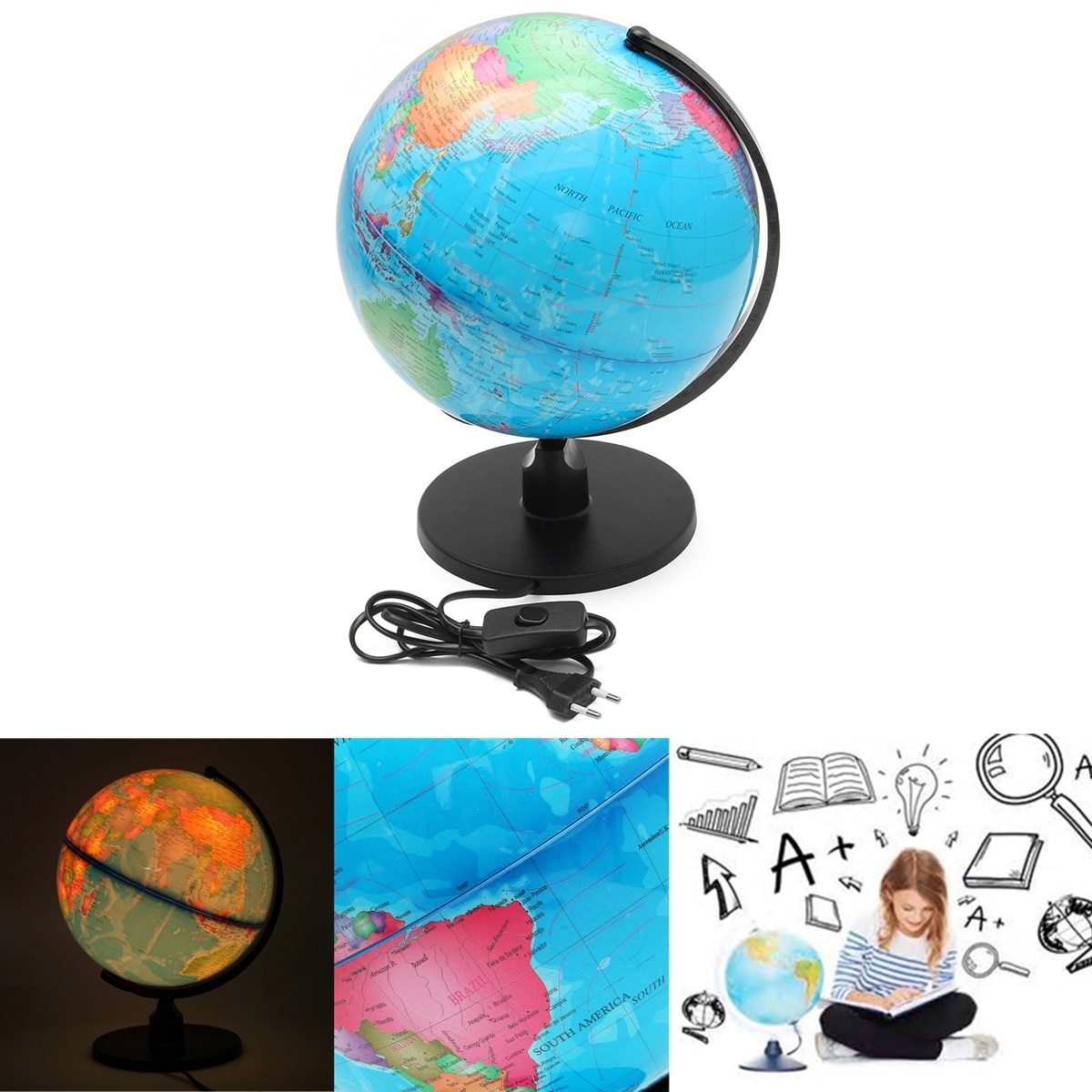 25CM LED Earth Globe World Map Geography Education... – Vicedeal