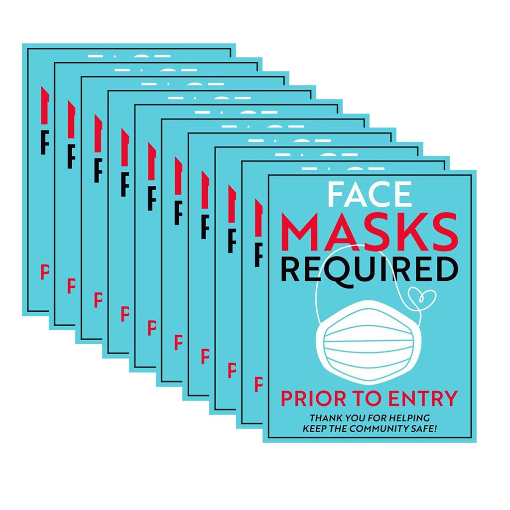Face masks required Sign Decal Sticker warning Kee... – Grandado