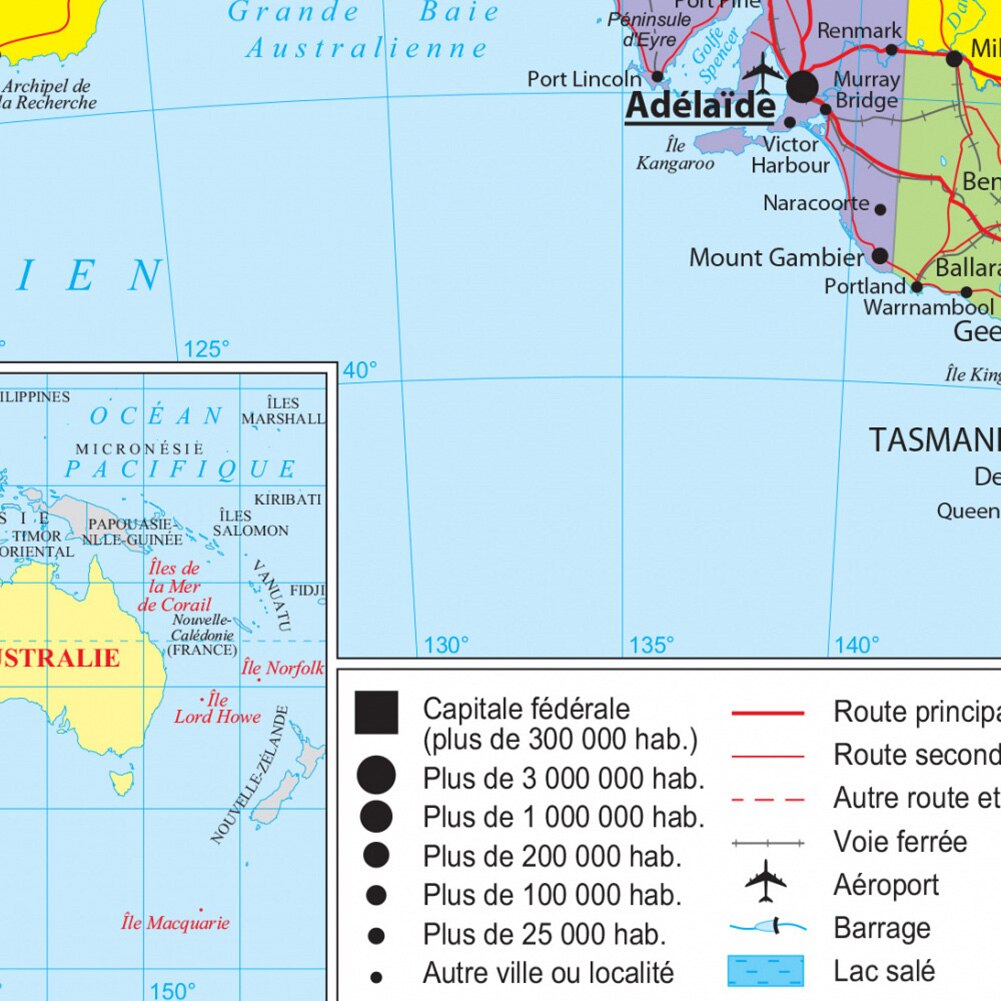 60*90cm The Australia Political Map Detailed Traff... – Grandado