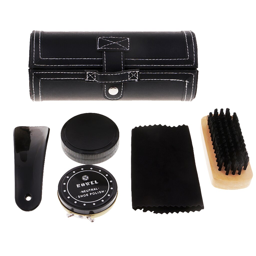 Shoe Shine Care Kit Black Transparent Polish Brush... – Grandado