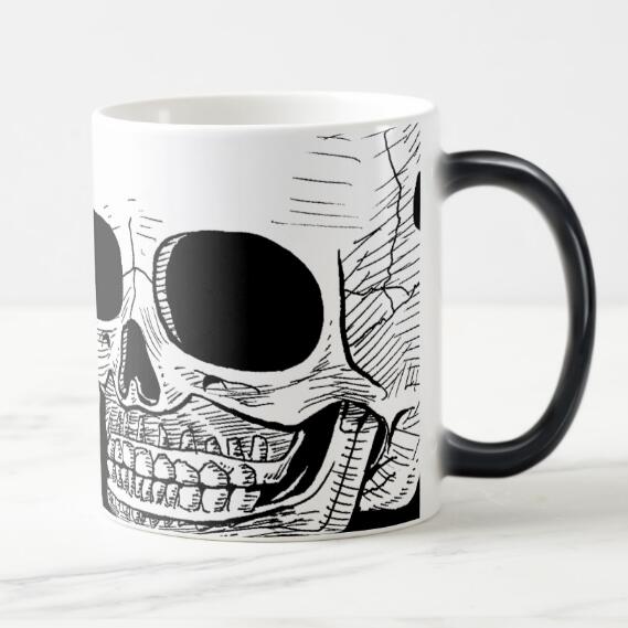 Cool Skull Magic Mug Novelty Black White Skull Cof Grandado