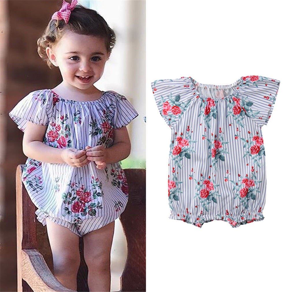 Pelele rayado para niñas, mameluco Floral, mono de... – Grandado