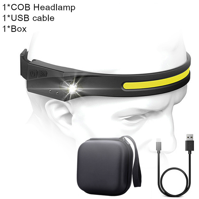 LED Sensor Headlamp USB Rechargeable Headlight Led... – Grandado