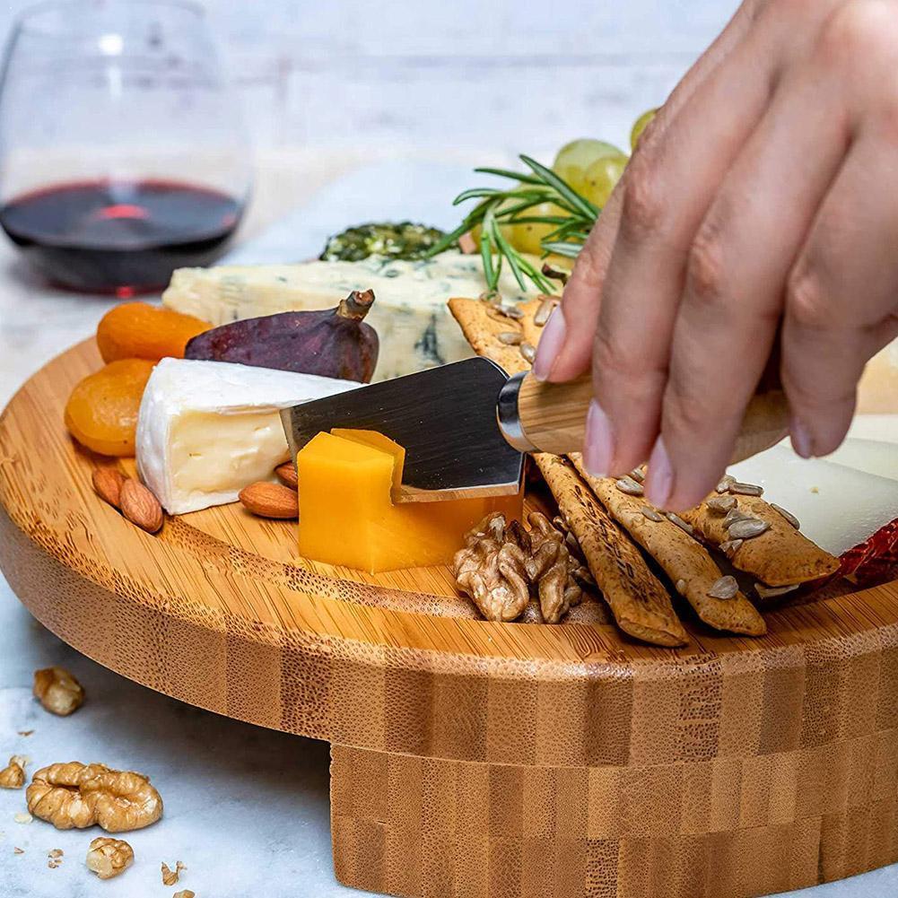 Rubber wood cheese board cheese pizza cutting plat... – Grandado
