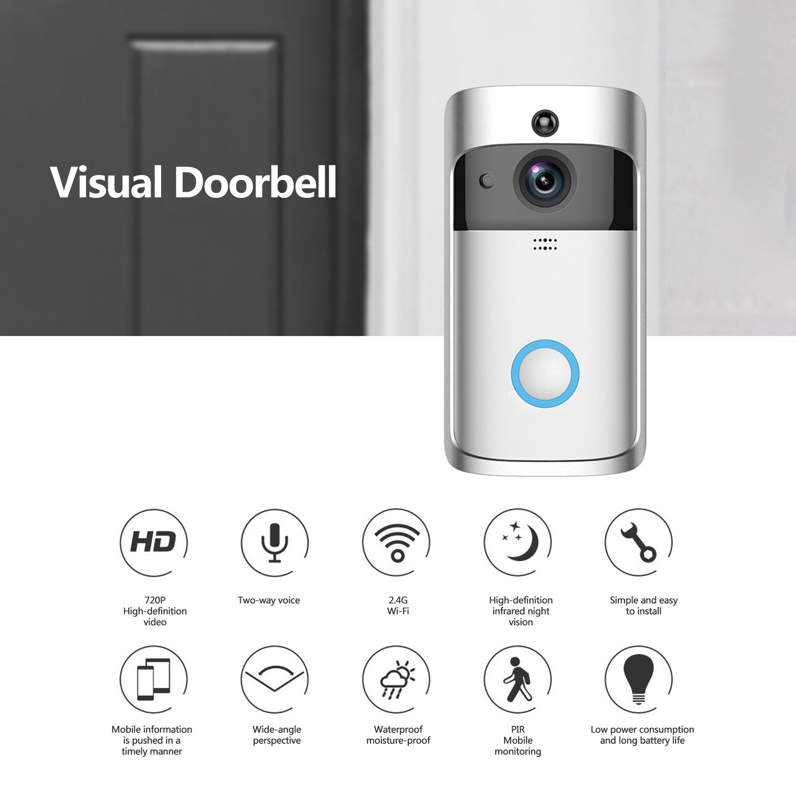 Style V5 Cloud Storage Visual Doorbell No-Wire WIF... – Vicedeal