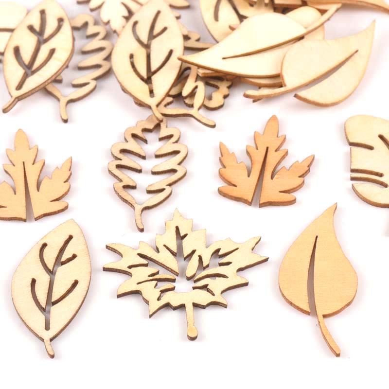 24Pcs/lot Mixed Leaf Pattern Natural Wooden For Sc... – Grandado