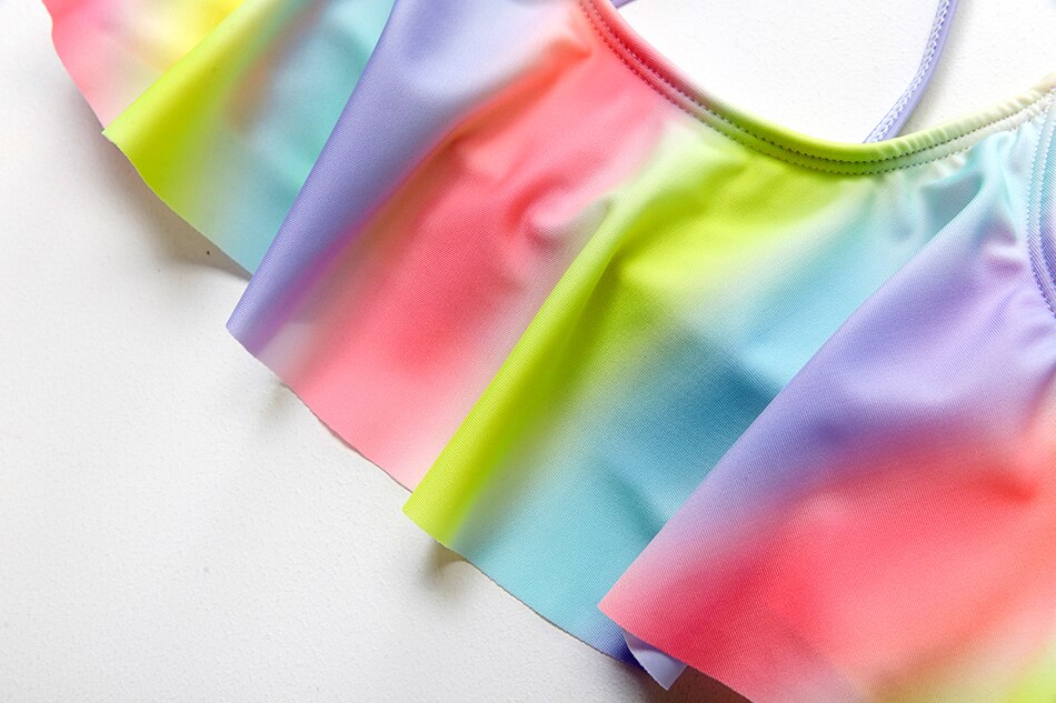 5-14Years Girls Flounce Top Bikini Swimsuit Set TW... – Grandado