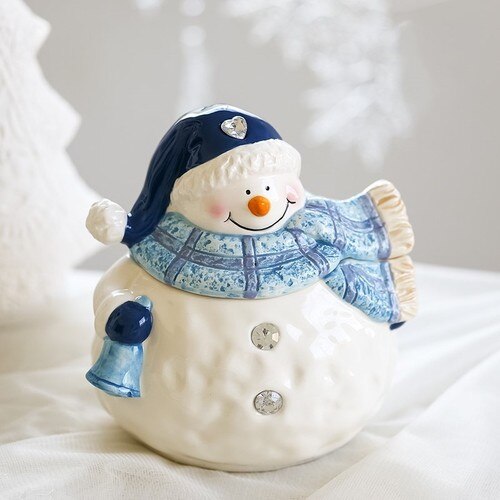 Blue Snowman Plates Christmas Home Decor Snack Dis... – Grandado