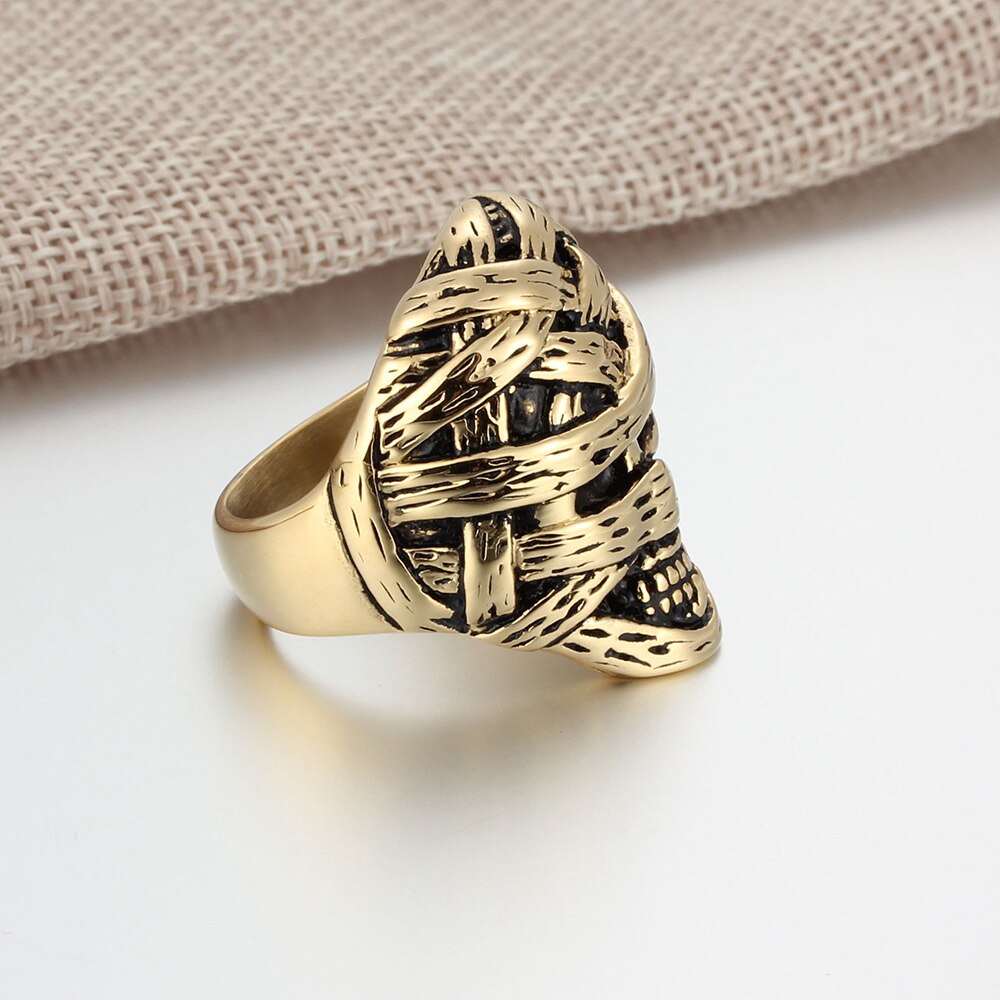 Gold/Black Color Mummy Rings For Men Gothic Punk R... – Grandado