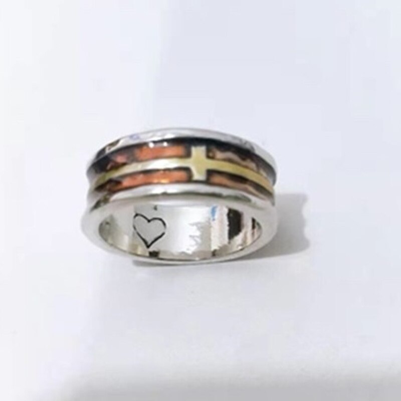Vintage Retro Tricolor Jesus Cross Finger Ring For... – Grandado