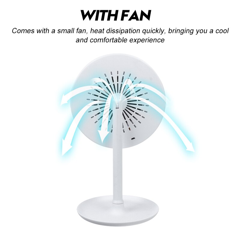 3 in 1 LED Dimmable Makeup Mirror with Fan USB Cha... – Grandado