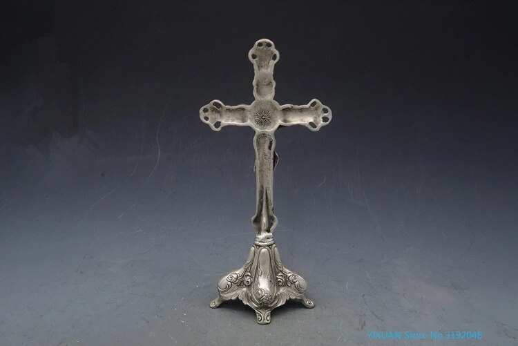 White copper sculpture Jesus crucified to save the... – Grandado