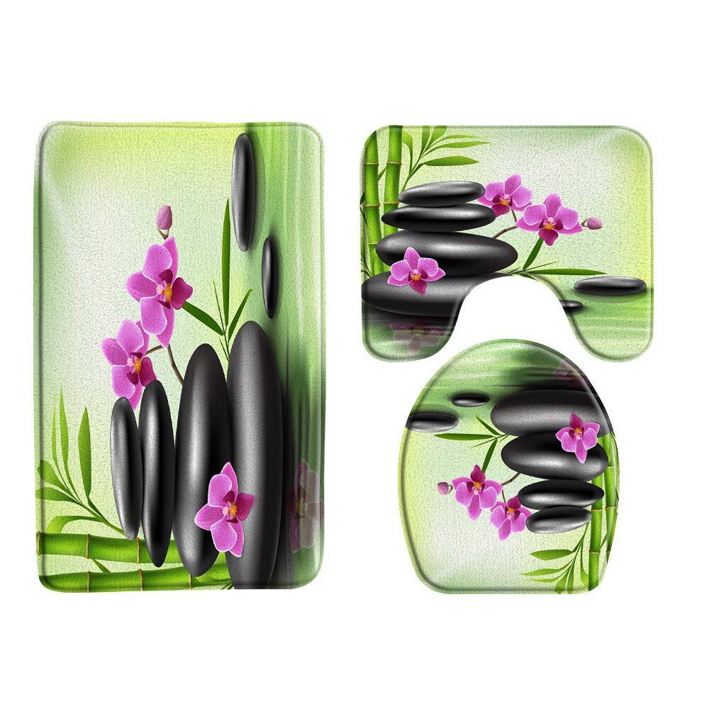 3pcs/Set Zen Garden Bathroom Mat Green Bamboo Ston... – Vicedeal