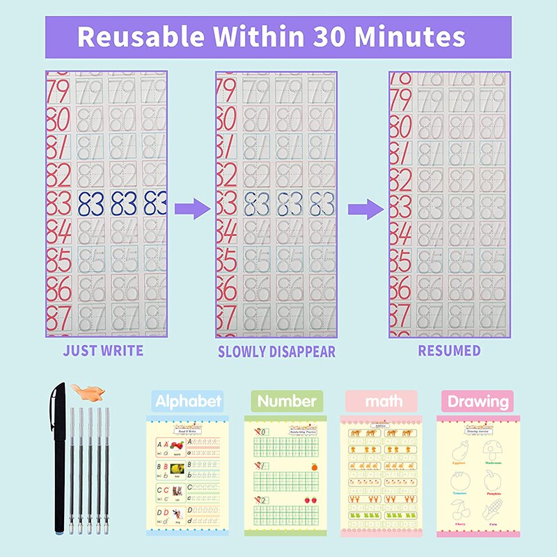 Magic Practice Copybook 4 in 1 Handwriting Practic... – Grandado