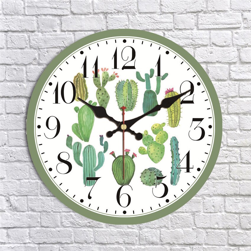 Vintage Green Leaf Clock Silent Home Office Corrid... – Grandado