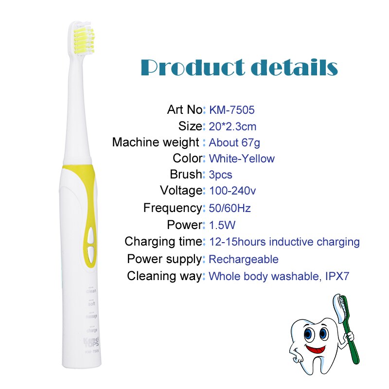 Kemei IPX7 Washable Electric Toothbrush Sonic Teet... – Vicedeal
