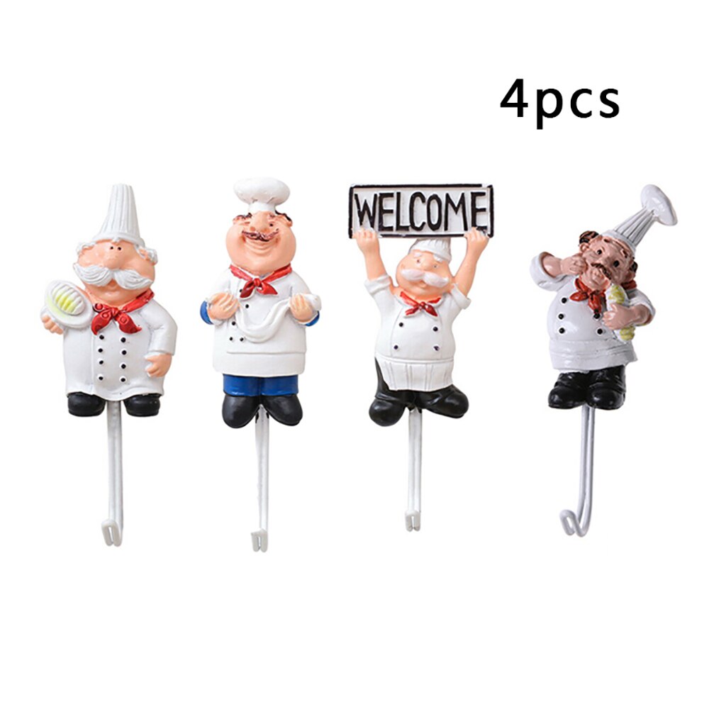 4pcs Kitchen Cartoon Chef Hook Resin Powerful Adhe... – Grandado