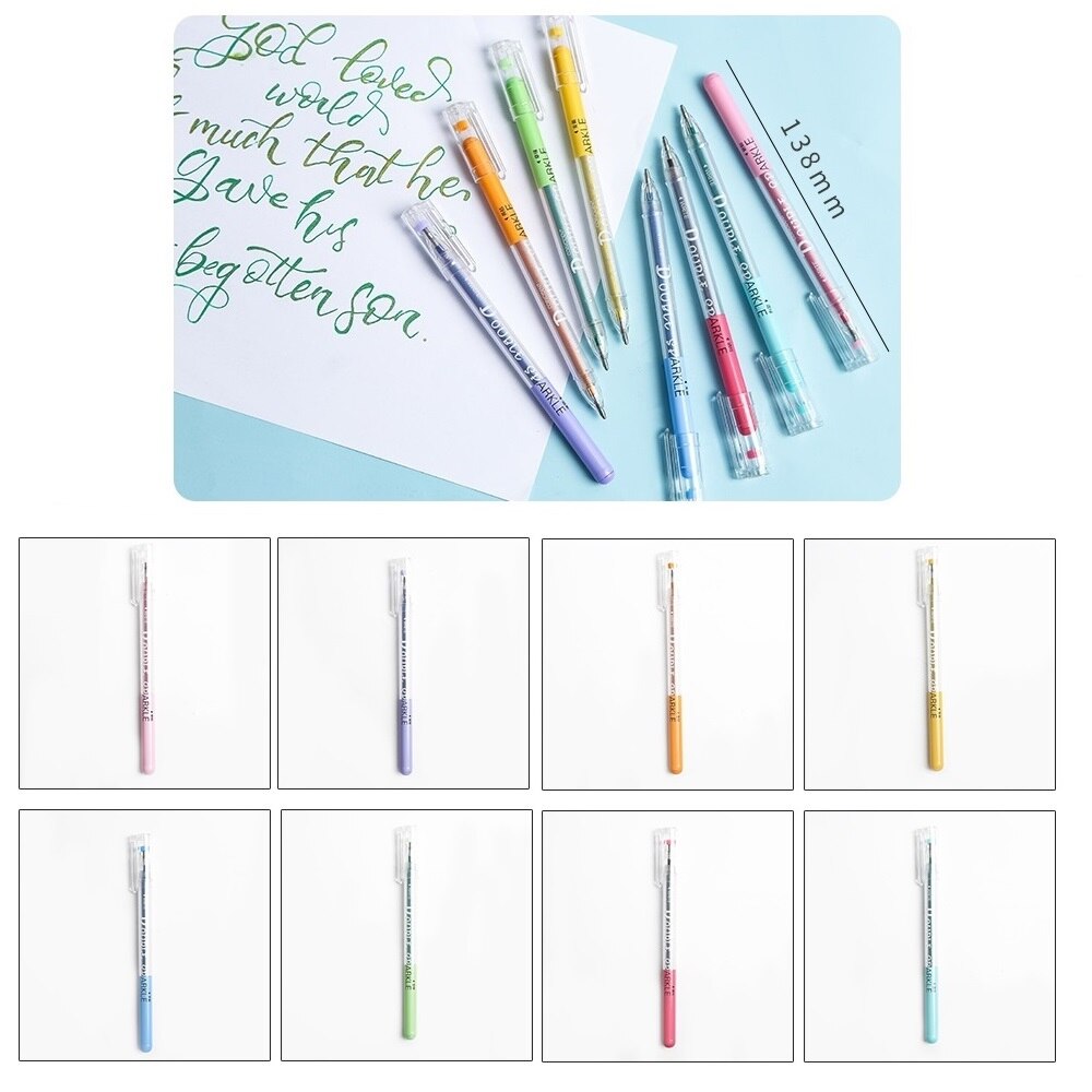 8pcs Double sparkle marker pen Coincident glitter ... – Grandado