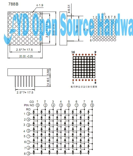 5 st 8 x 8 8*8 mini dot matrix led display röd gem... – Vicedeal