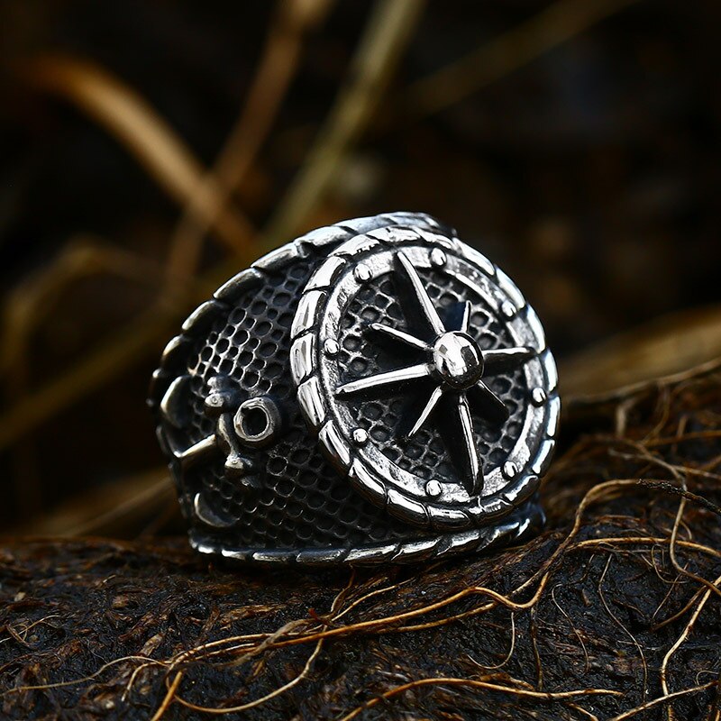 Vintage Nordic Viking Kompas Roestvrij Stalen Ring... – Vicedeal