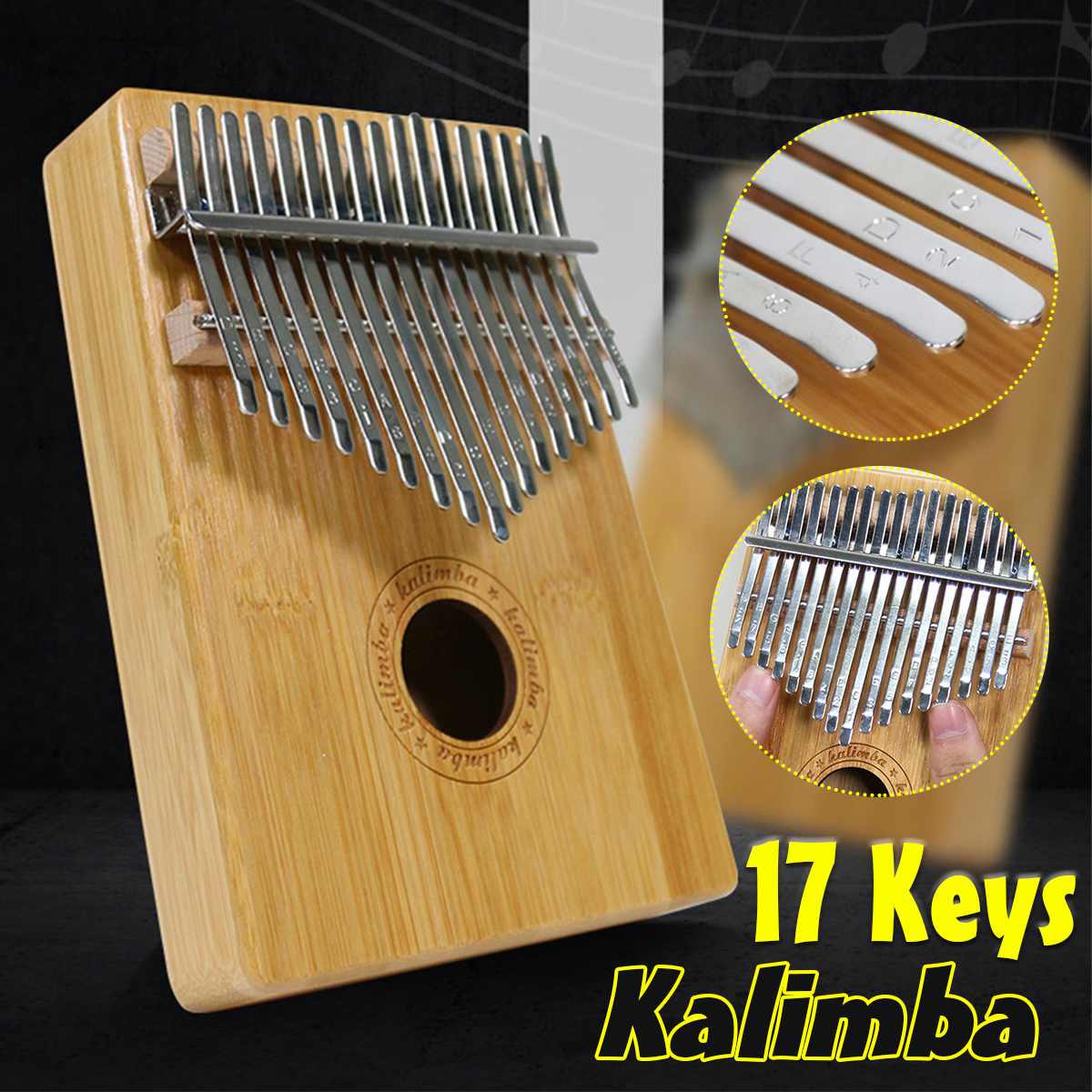 17 Keys Thumb Piano Wood Mahogany Body Musical Ins... – Grandado