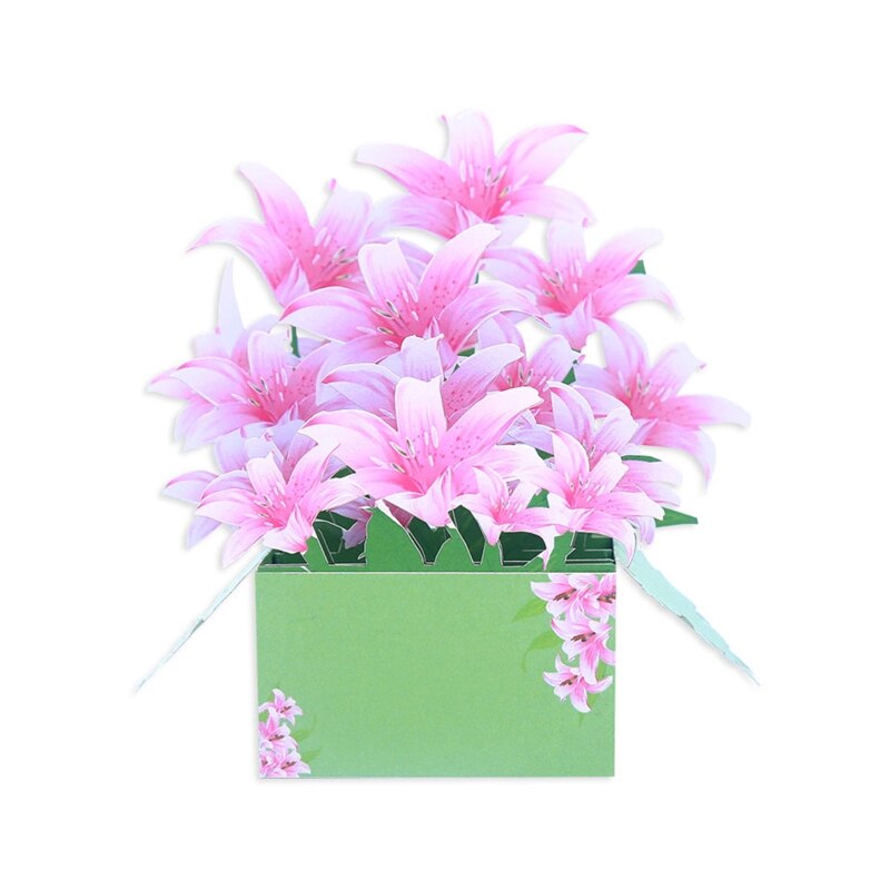 3D Lilies Pop Up Card Paper Box Birthday Greeting ... – Grandado