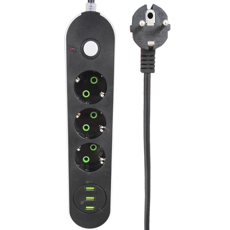 3 USB Multi-port Charging Socket 3 Plug Power Stri... – Grandado