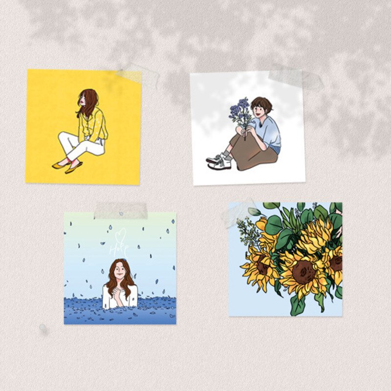 Korean Ins Cartoon Tender Girl Decorative Card 9 S... – Vicedeal