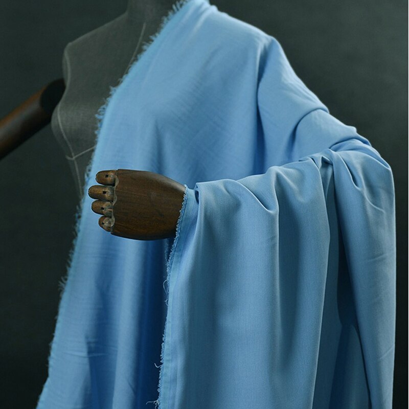 100cm*135cm Natural silk/cotton fabric sky blue go... – Grandado